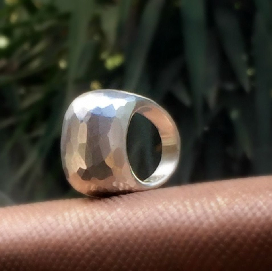 Big Statement Silver Ring for Women Cocktail Ring Solid | Etsy