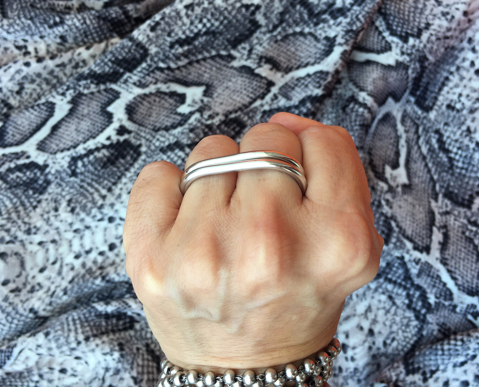 Ring for Two Fingers, Silver Double Ring, Two-finger Rings, Double Ring ...