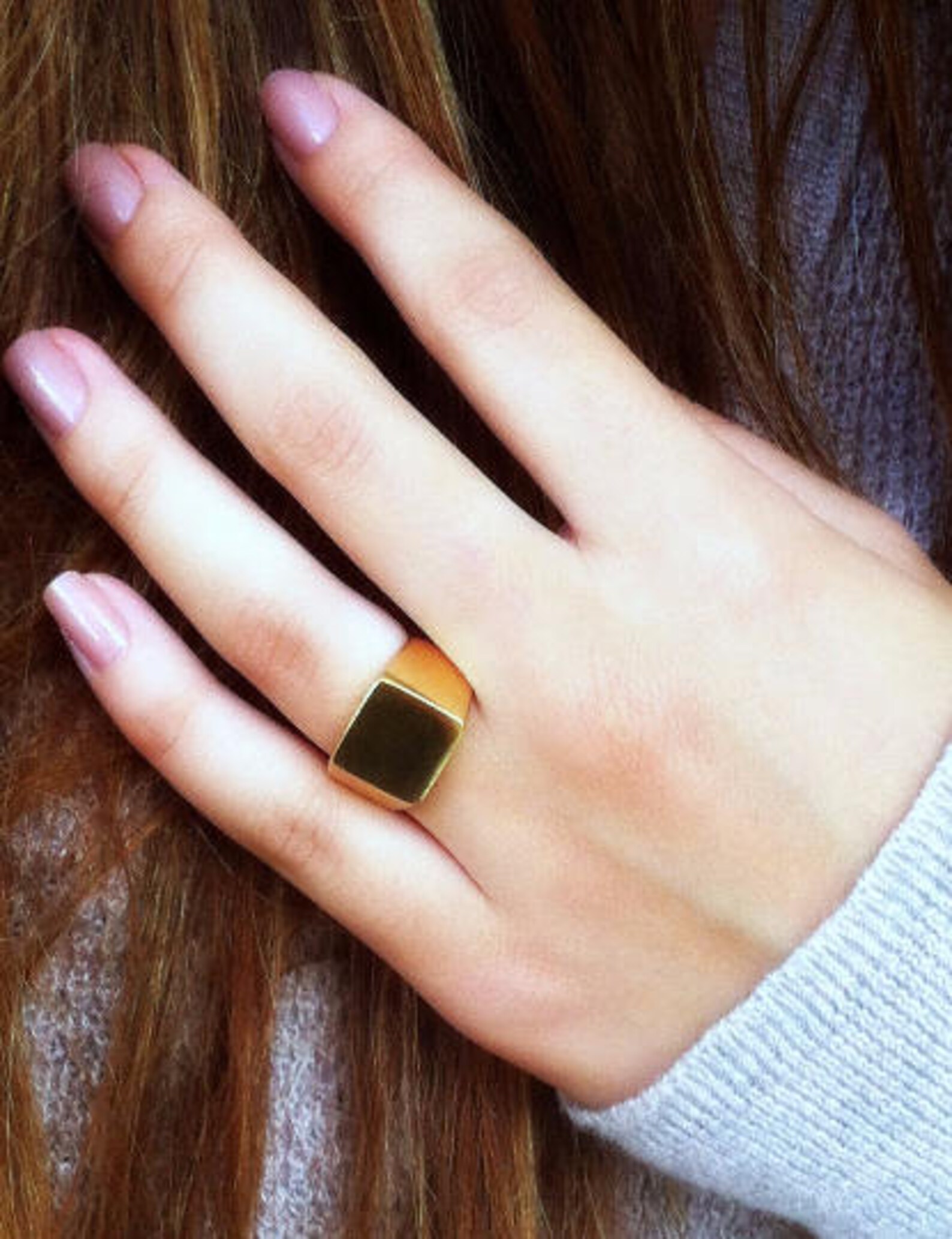 Gold Signet Ring Square Signet Ring Mens Signet Ring Mens | Etsy