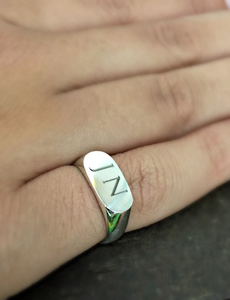Monogram ring Women signet ring Personalized silver ring | Etsy