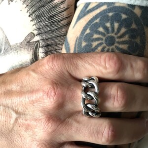 Men's Jewelry, Heavy Metal Ring, Chunky Chain Ring, Bikers Ring, 925 ...