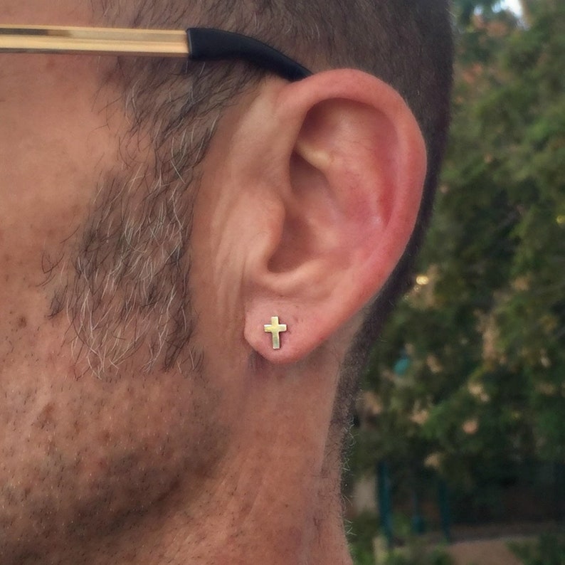 Men Earrings Cross Earrings Sterling Silver Cross Earrings - Etsy