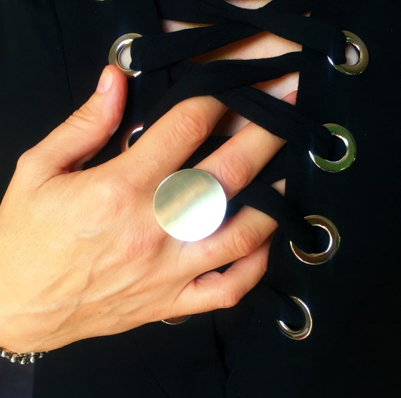 Solid Silver Circle Disk Ring Silver Ring Silver Disk Ring | Etsy