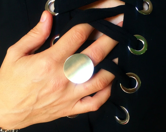 Solid Silver Circle Disk Ring, Silver Ring, Silver Disk Ring Modern ...