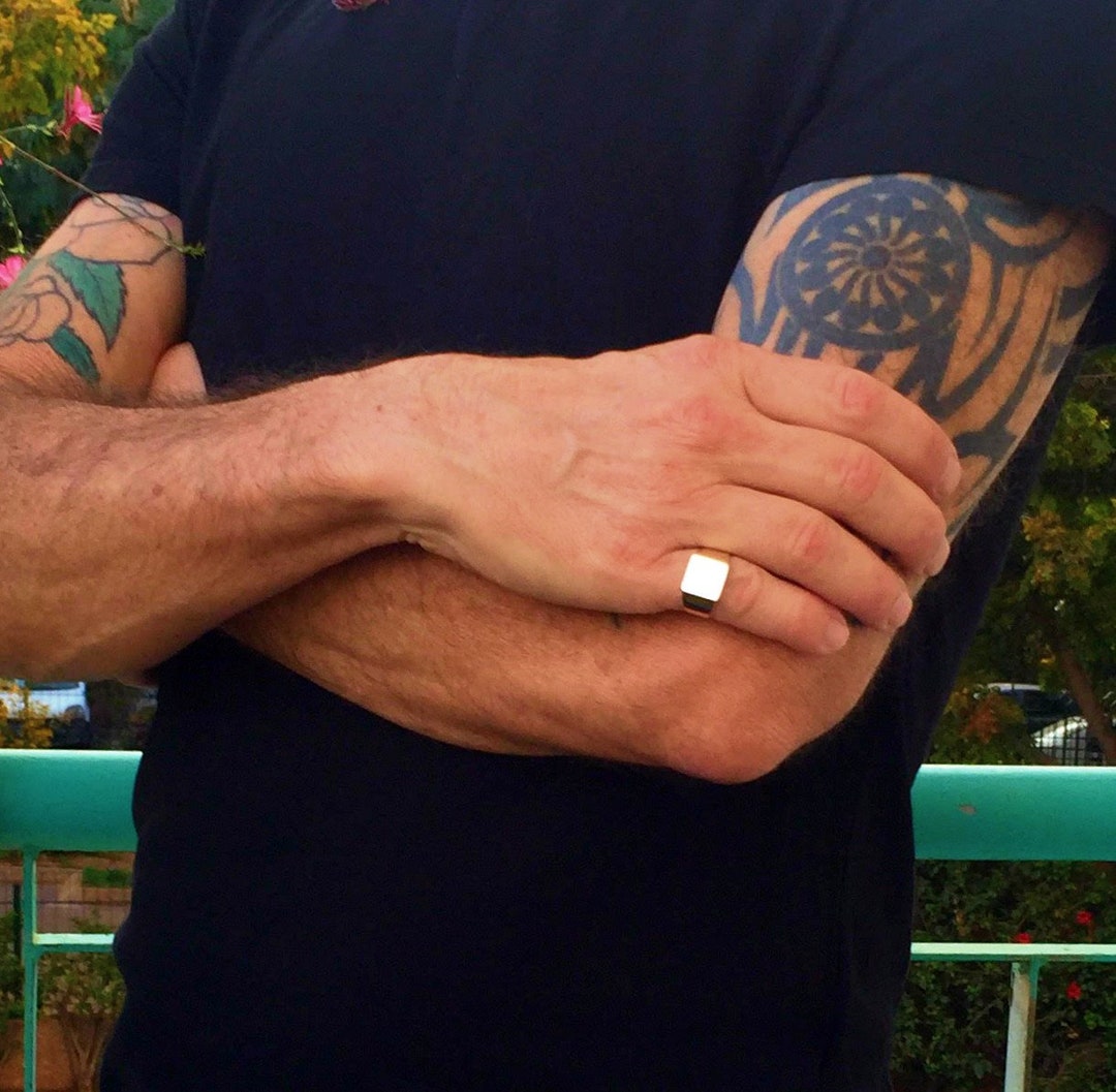 Signet Men's Rings 925 Solid Sterling Silver Men's Signet Ring Father ...