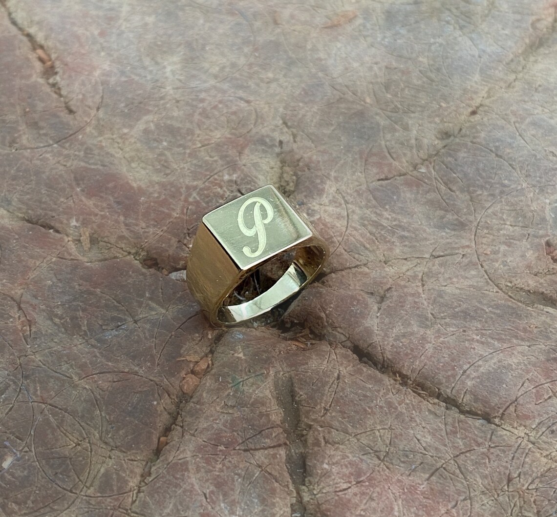 Monogram Signet Ring Letter Ring Gold Ring Personalized - Etsy