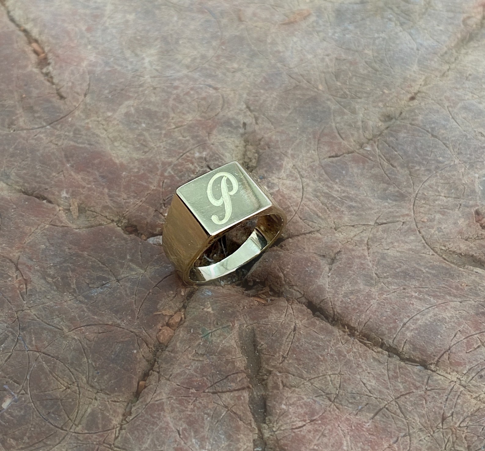 Monogram Signet Ring Letter Ring Gold Ring Personalized Jewelry ...