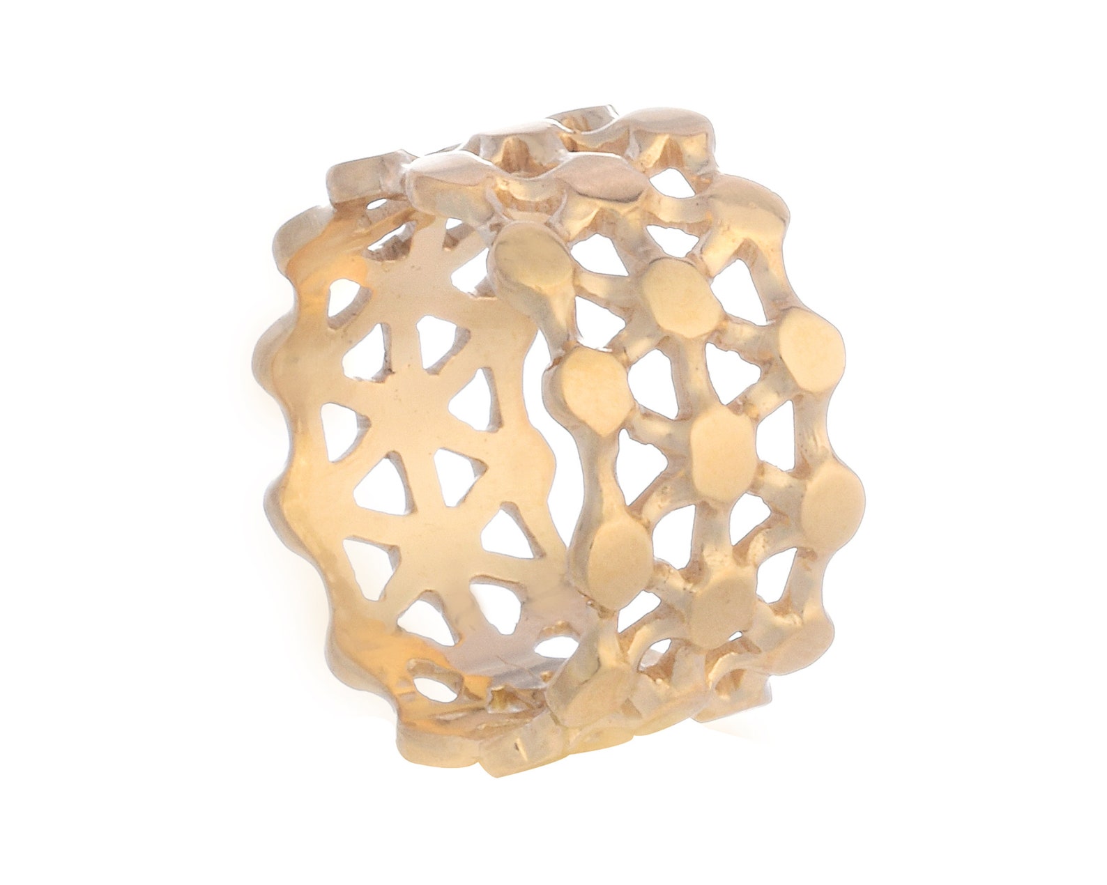 Women's Gold Ring, Wide 14 Karat Gold Plated Band Ring, Wedding Ring ...