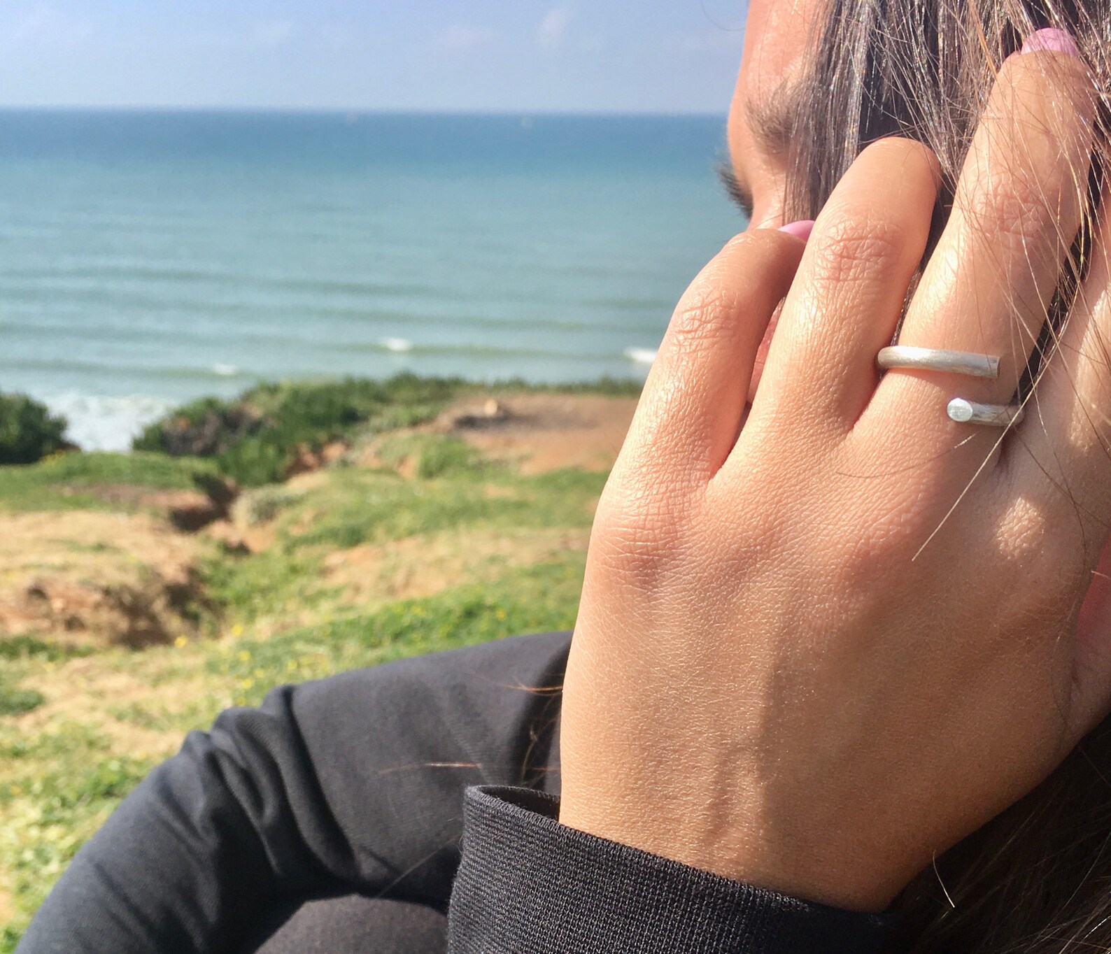 Open Crossover Solid Sterling Silver Ring, Crossover Ring, Brushed ...