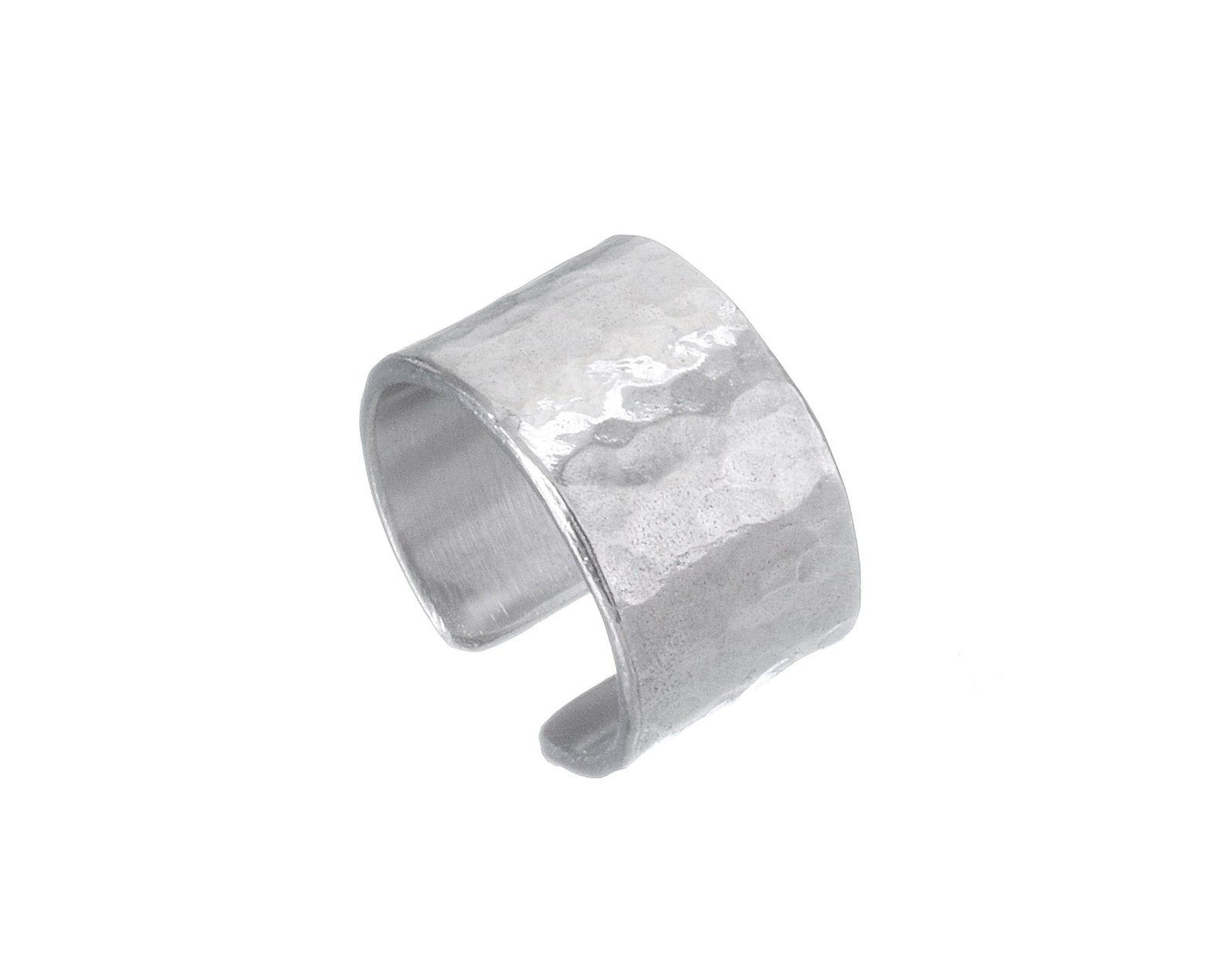 Wide Sterling Silver Ear Cuff 925, Hammered Ear Cuff, Ear Cuff, Non ...