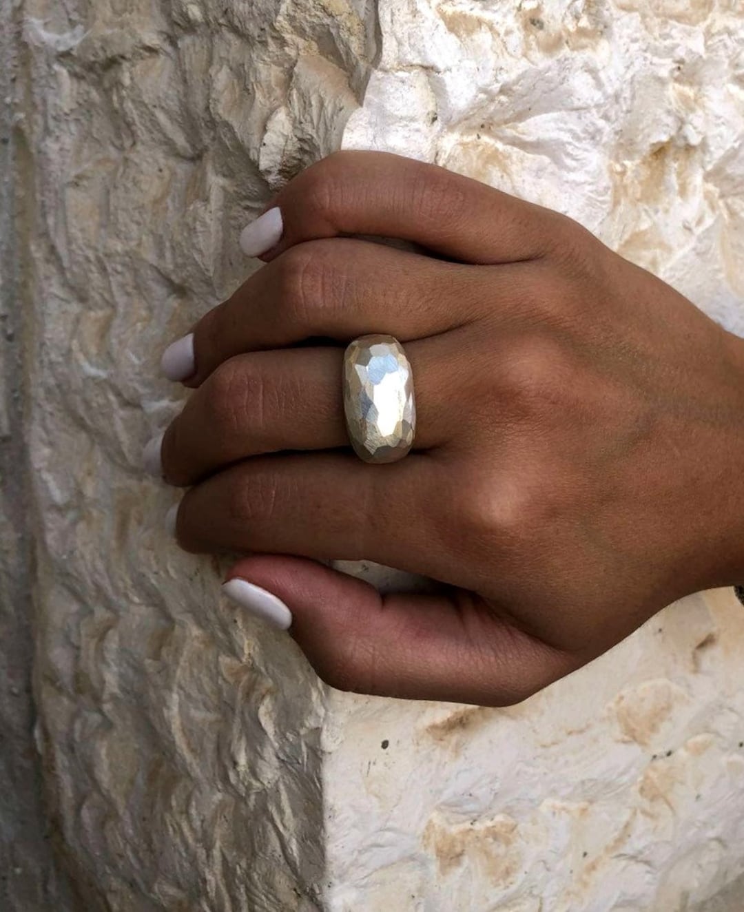 Wide Ring, Statement Band, Cocktail Ring, Signet Wide Silver Ring for ...