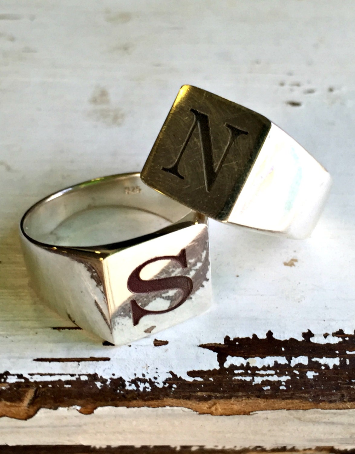 Sterling Silver Signet Ring Personalized Unisex Ring Lovers | Etsy