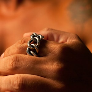 Men's Jewelry, Heavy Metal Ring, Chunky Chain Ring, Bikers Ring, 925 ...