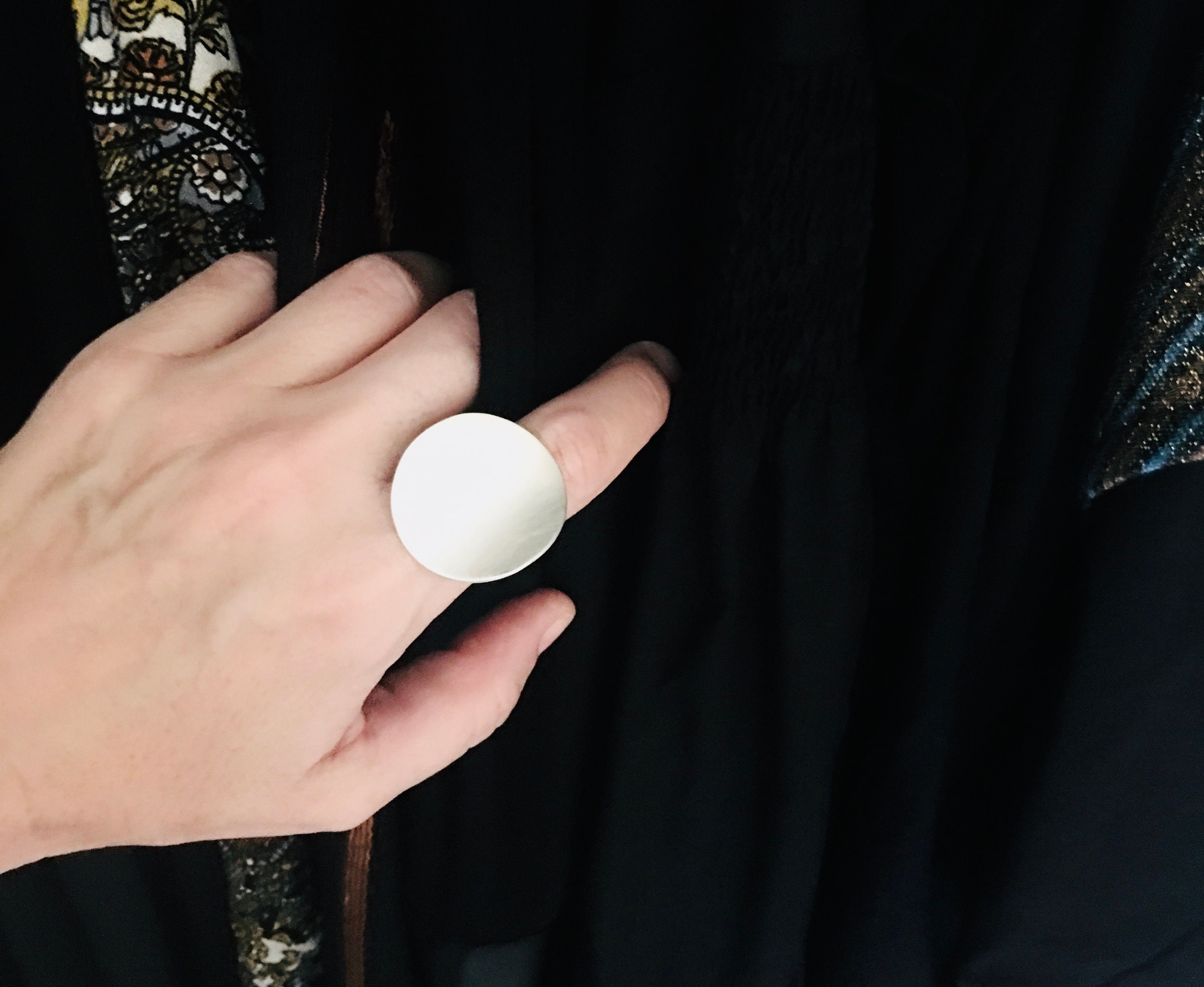 Statement Silver Ring, Large Round Ring, Circle Sterling Silver ...