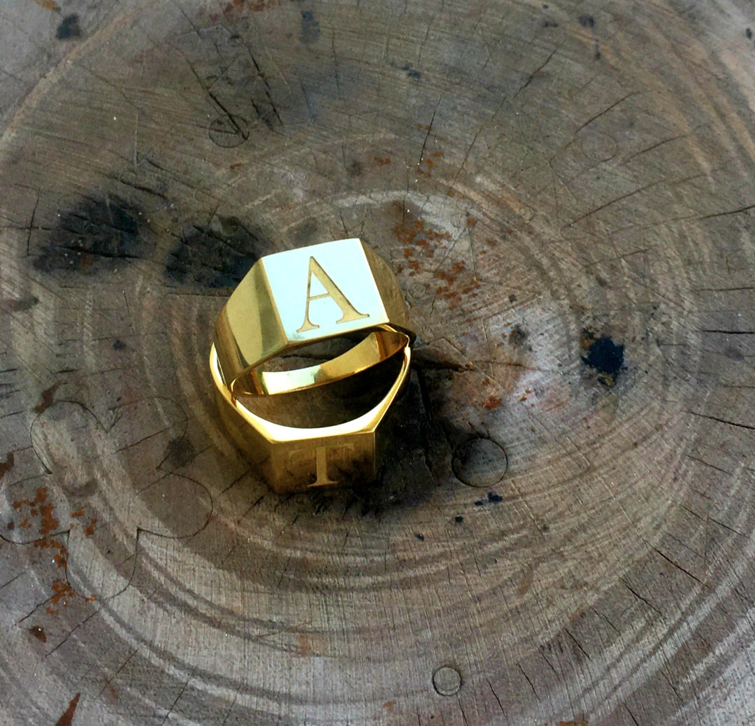 Custom Name Ring, Personalized Signet, Monogram Signet Ring, Promise ...