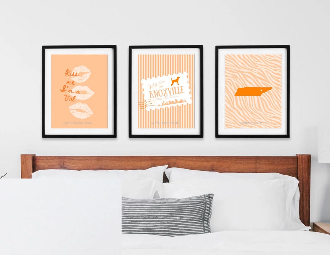 Set of 3 Knoxville Art Prints | Tennessee Vols Wall Art | UTK Dorm Room ...