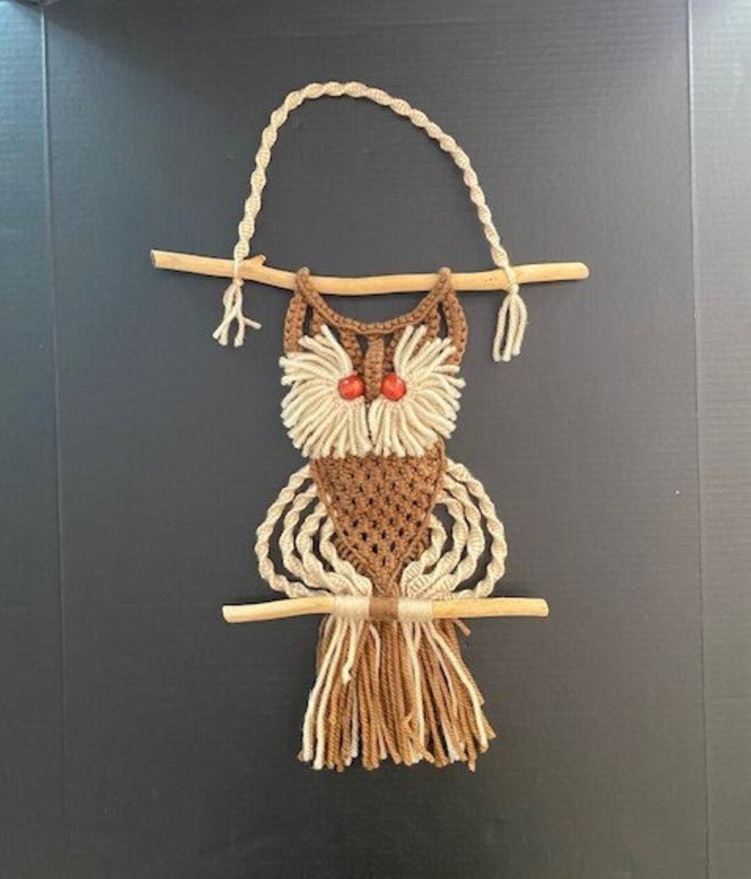 Macrame Hanger, Vintage Macrame Owl, Owl Macrame, Owl Hanging, Macrame ...