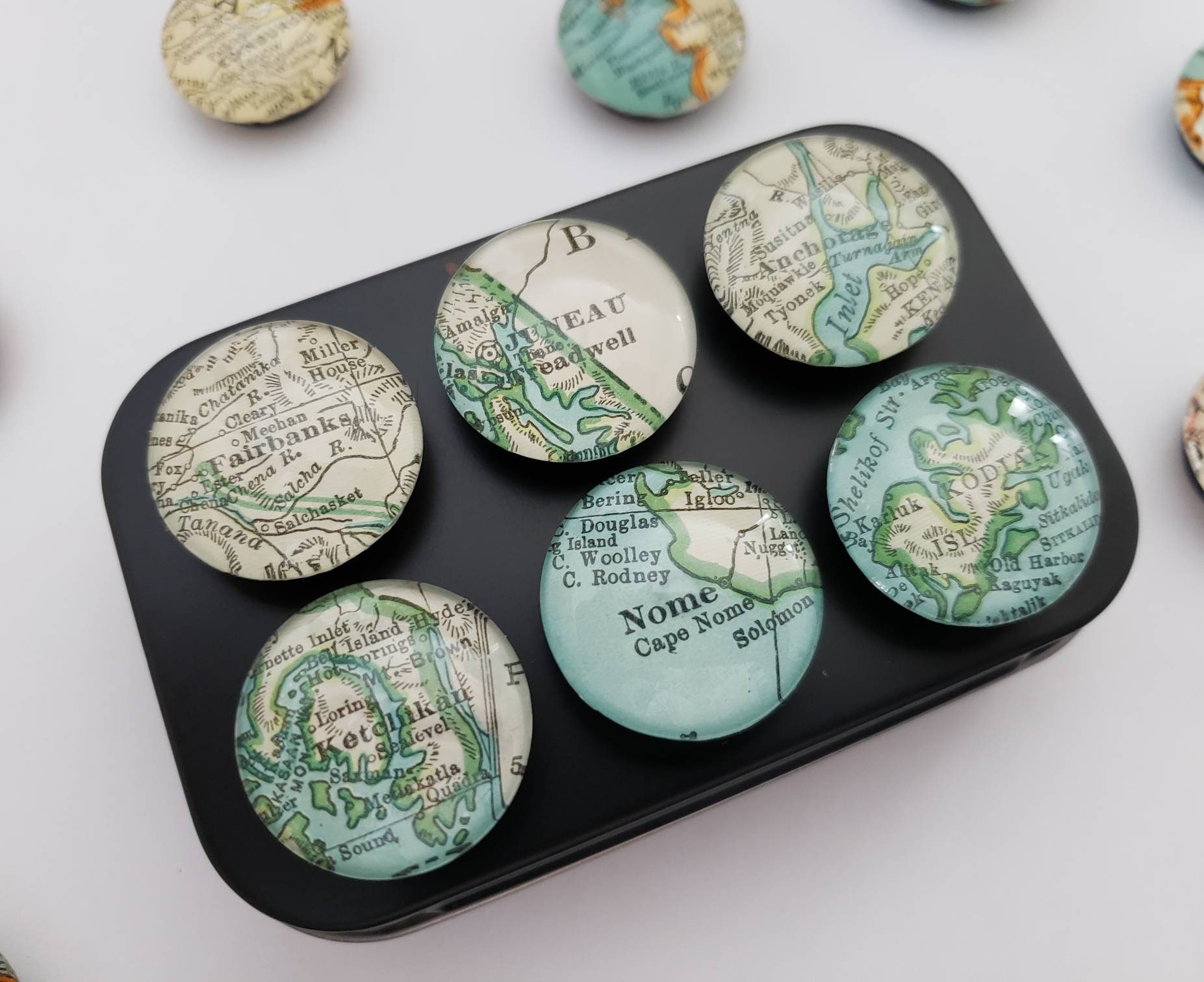 Custom Vintage Map Magnets Set of 4 or 6 Magnets | Etsy