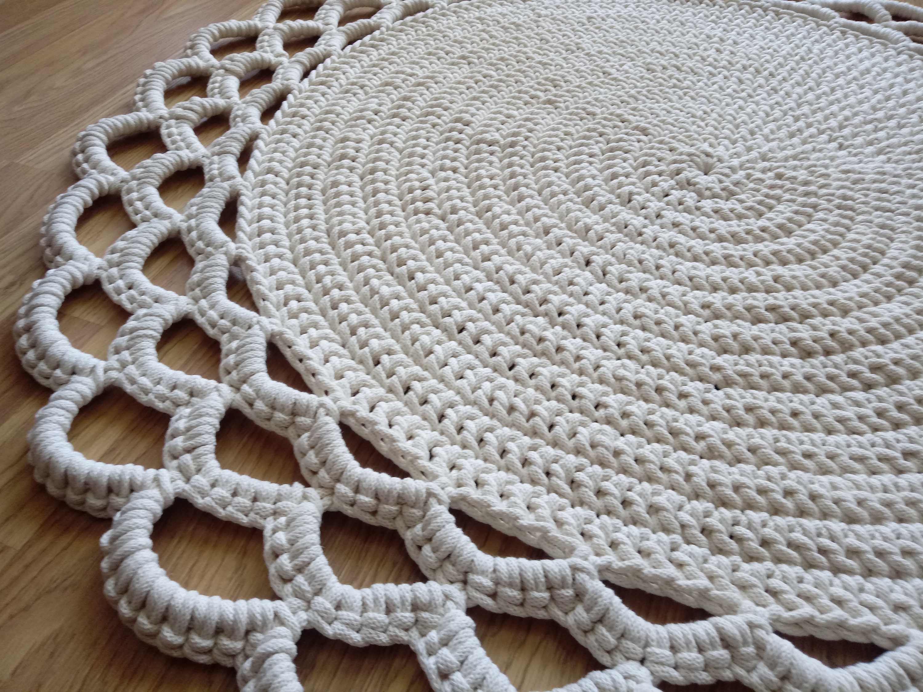 Handmade Cotton Chunky Crochet Cream Rug/Crochet Nursery | Etsy