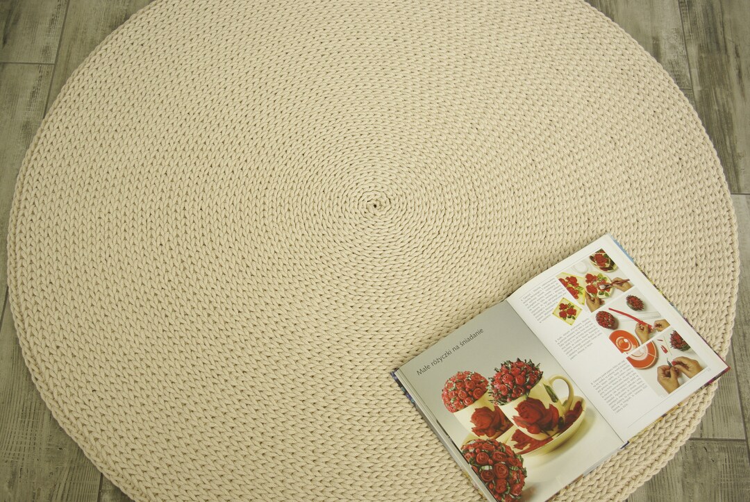 MANY Colors/round Handmade Super Chunky Cream Washable Rug/floor Rug ...