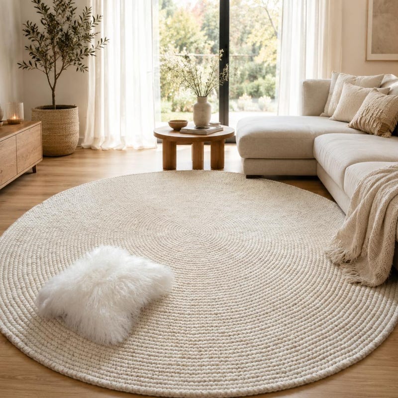 Round 6 Foot Wool Rug - Etsy