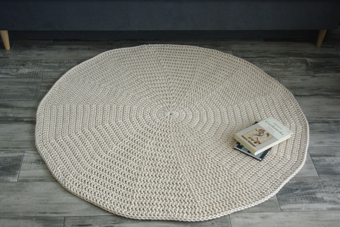 Handmade Cotton Chunky Crochet Cream Rug/crochet Nursery | Etsy