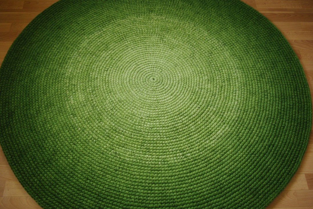 Handmade Green Wool Round Rug, Modern Style - Etsy