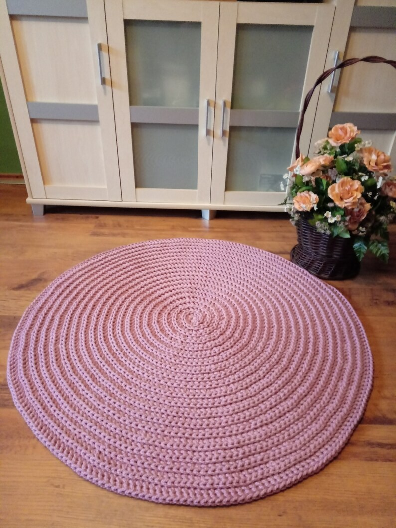 Handmade Cotton Chunky Crochet Dusty Pink Round Rug/crochet - Etsy