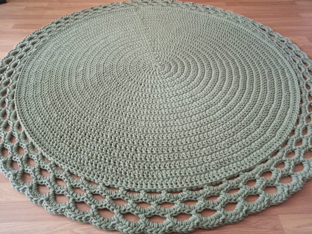 Handmade Cotton Chunky Crochet Cream Rug/crochet Nursery Rug ...