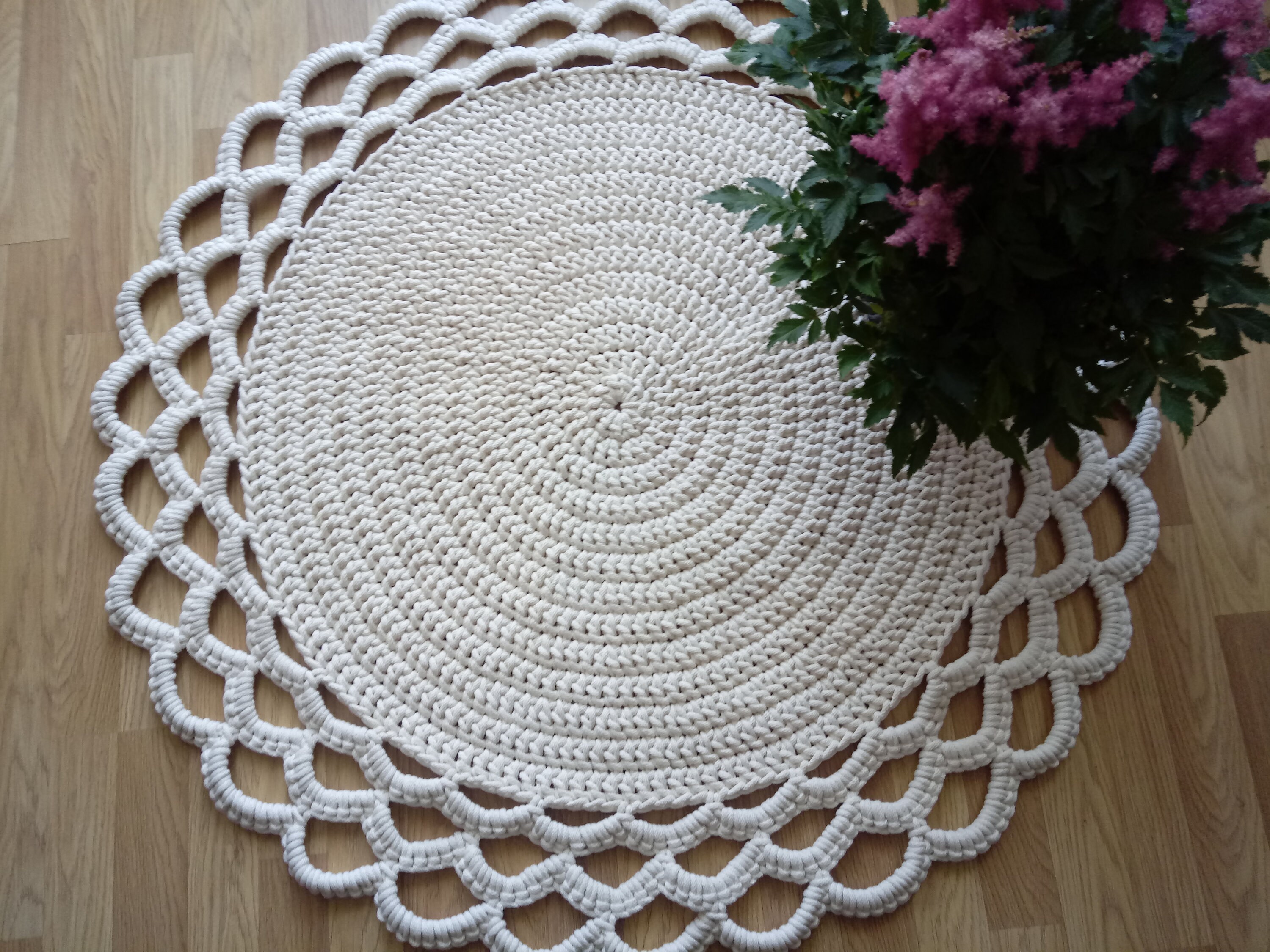 Handmade Cotton Chunky Crochet Cream Rug/Crochet Nursery | Etsy