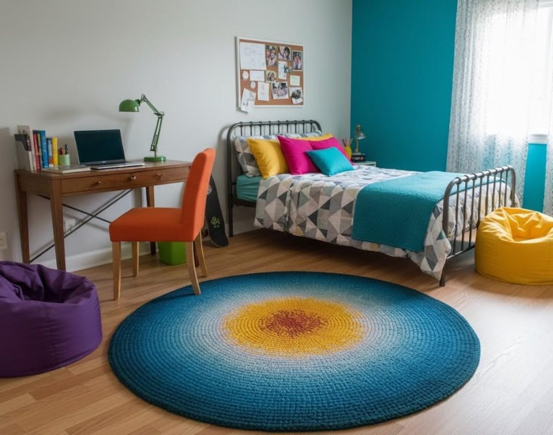 Handmade Wool Round Rug, Colorful Floor Decor - Etsy