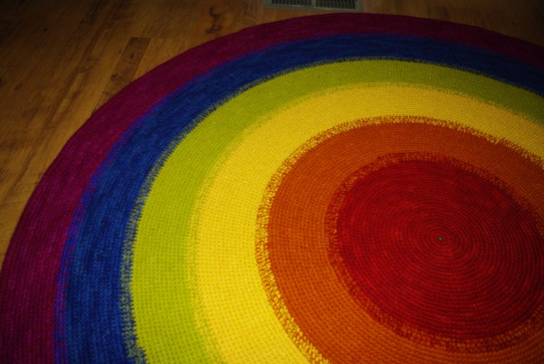 Round Rug Rainbow/rug/area Rugshandmade Rug/carpet/wool | Etsy