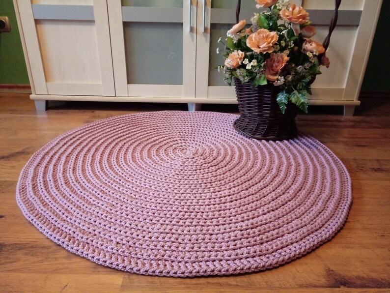 Handmade Cotton Chunky Crochet Dusty Pink Round Rug/crochet - Etsy
