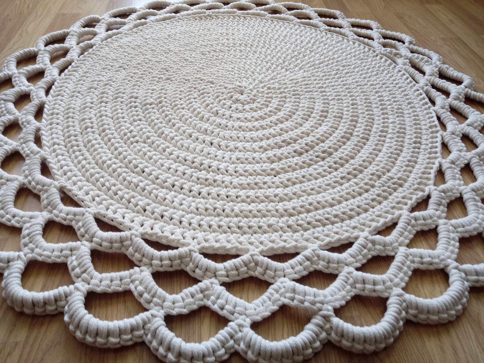 Handmade Cotton Chunky Crochet Cream Rug/crochet Nursery | Etsy