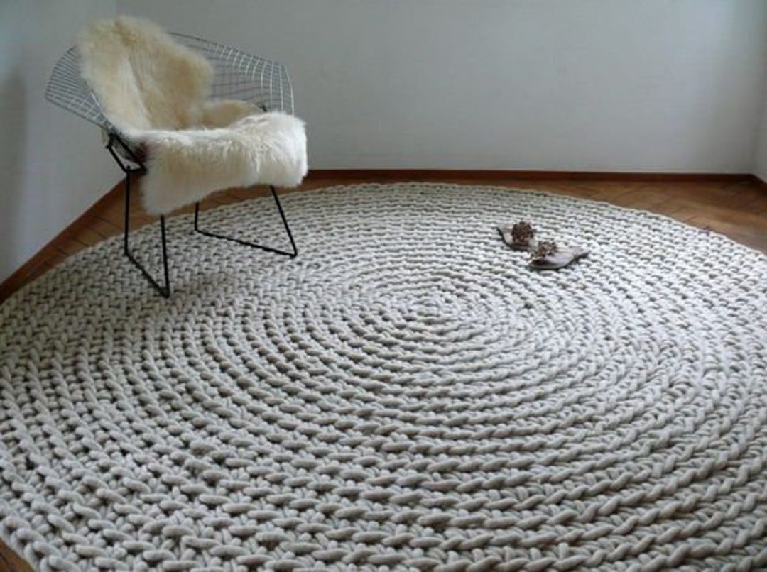 Handmade Cotton Chunky Crochet Cream Rug/crochet Nursery Rug ...