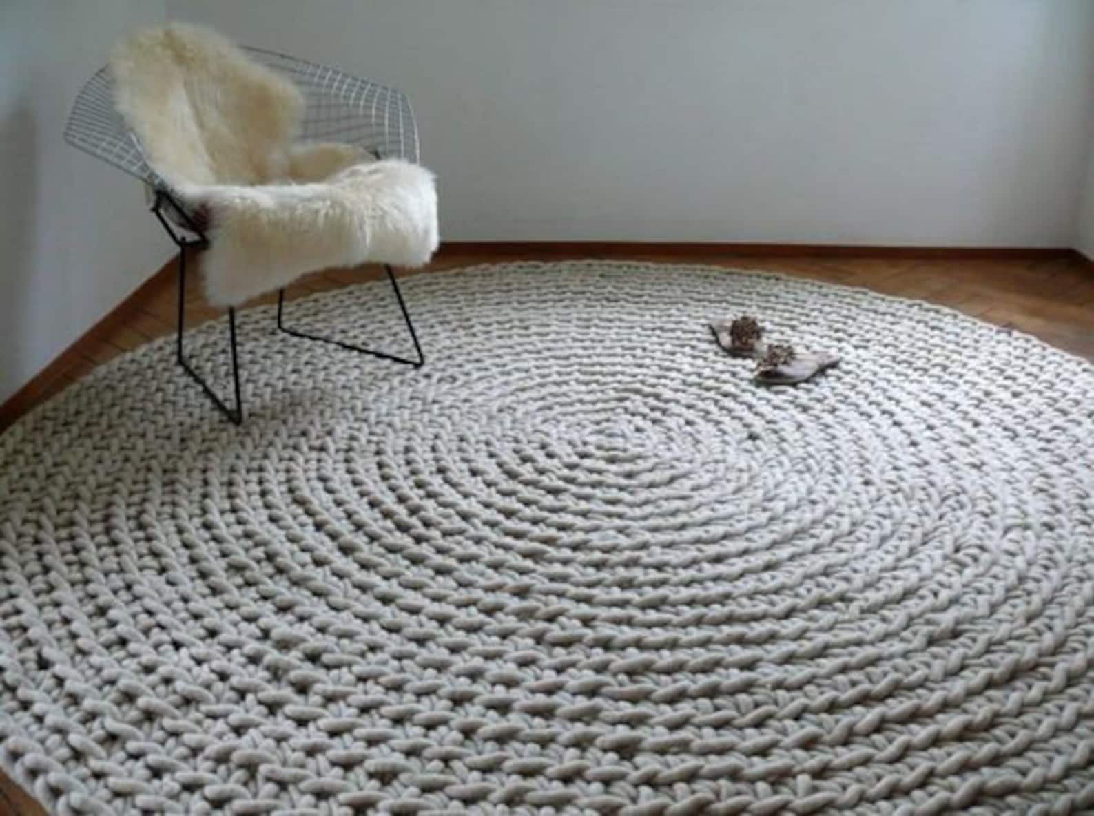 Handmade Cotton Chunky Crochet Cream Rug/crochet Nursery - Etsy