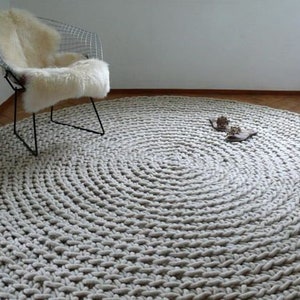 Handmade Cotton Chunky Crochet Cream Rug/crochet Nursery Rug ...