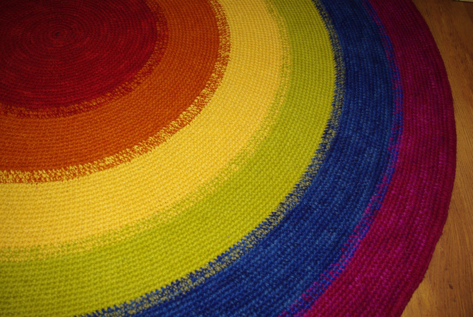 Round Rug Rainbow/rug/area Rugshandmade Rug/carpet/wool | Etsy