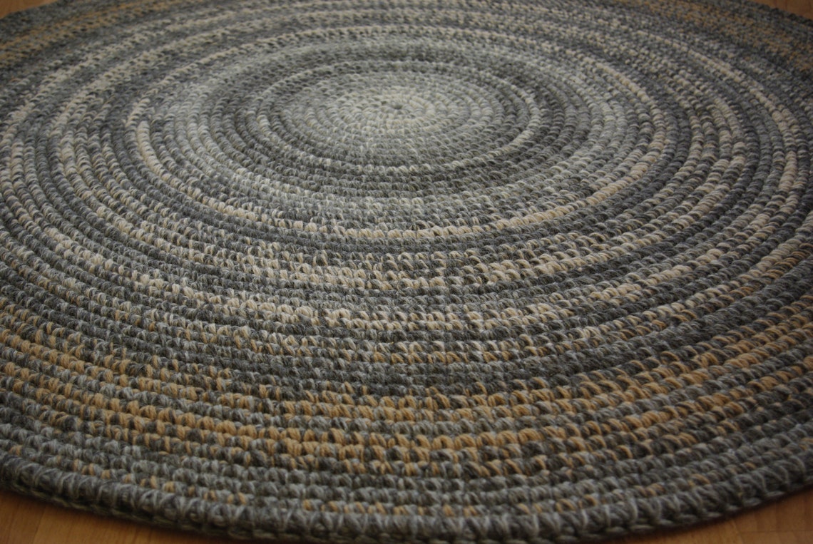 Handmade Round Wool Rug, Modern Crochet Rug - Etsy