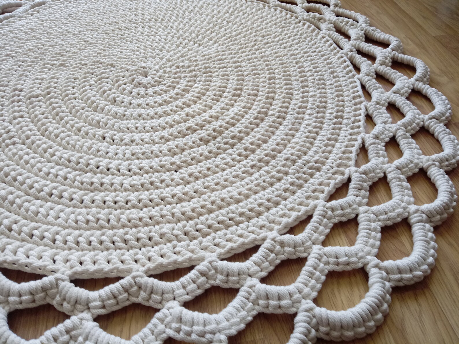 Handmade Cotton Chunky Crochet Cream Rug/crochet Nursery | Etsy