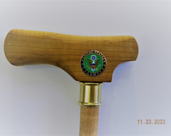 Ebony Wood Cane With ARMY Collar, US Army Ebony Shaft Walking Cane ...