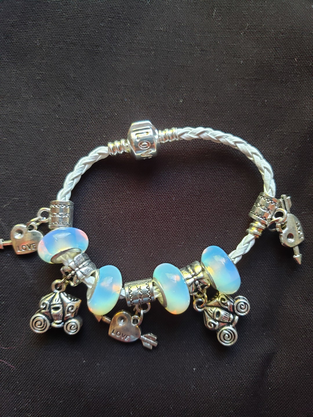 Pandora Style Charm Bracelets by Theme Leather Silver Glass Rhinestone ...