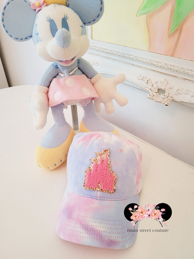 Pastel Tie Dye Womens Baseball Cap, Chenille Castle Cinderella Castle ...