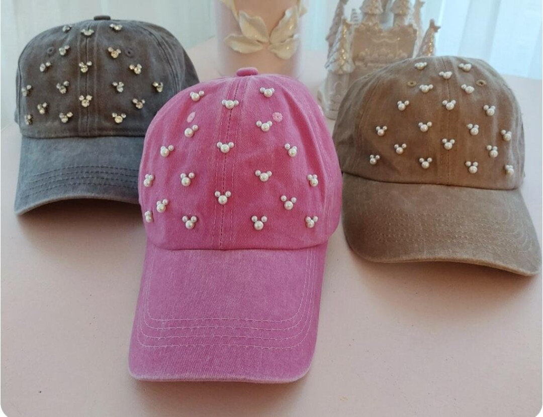 Denim Washed With Pearls or Rhinestones Womens Baseball Cap, Denim ...