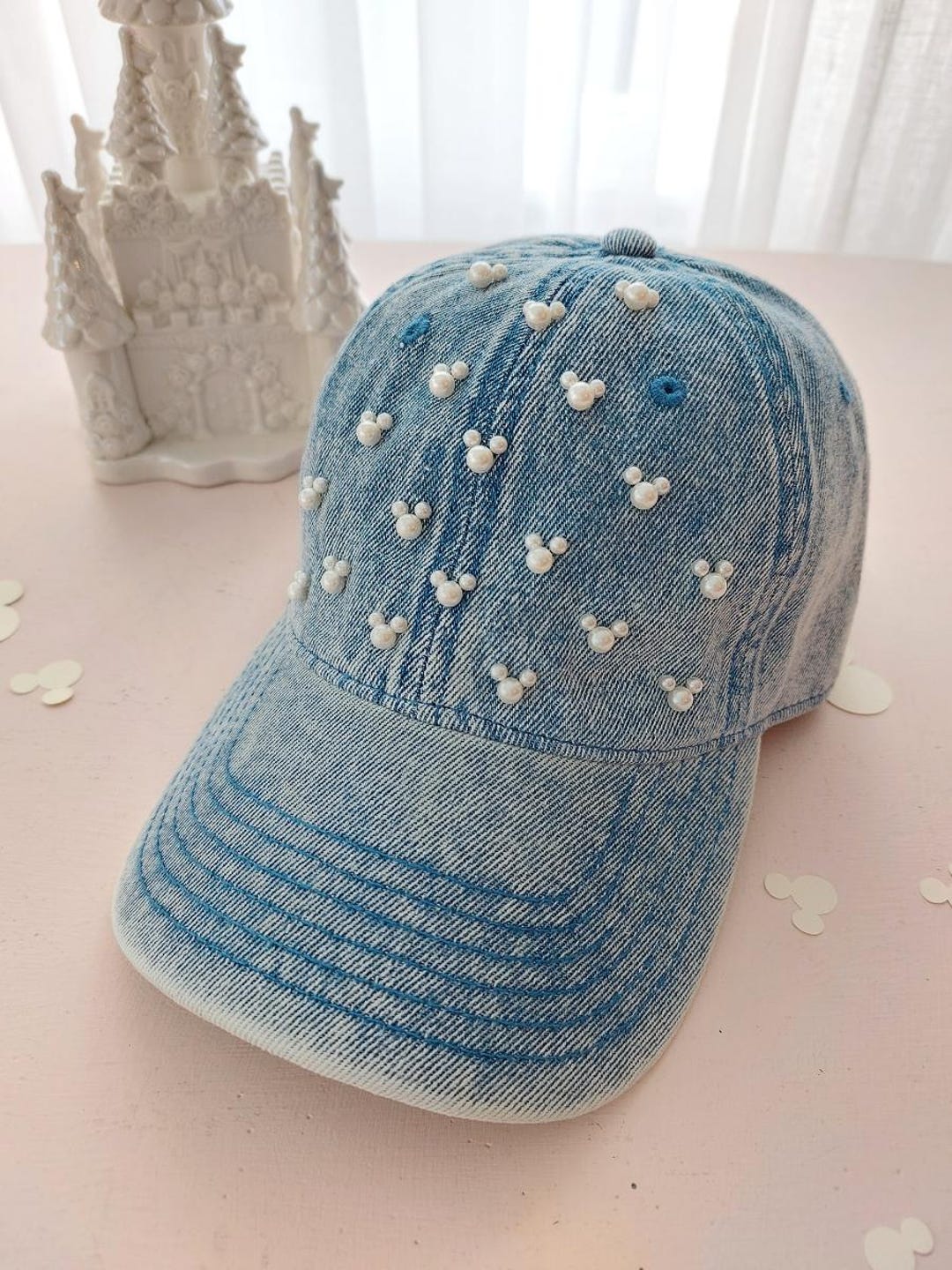 Denim Washed With Pearls Womens Baseball Cap, Denim Womens Trendy ...