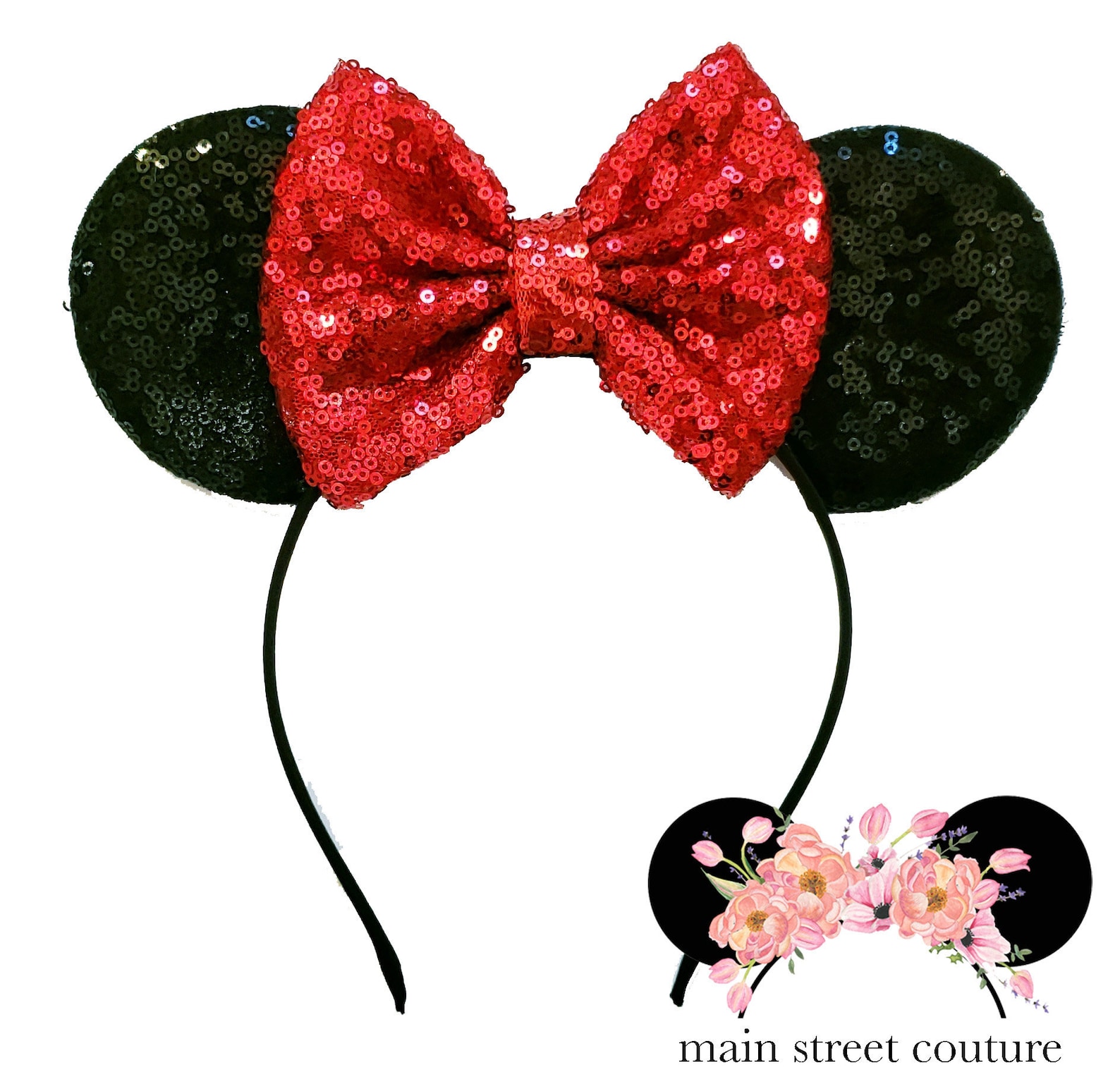 Red sequin minnie ears minnie mouse ears minnie mouse | Etsy