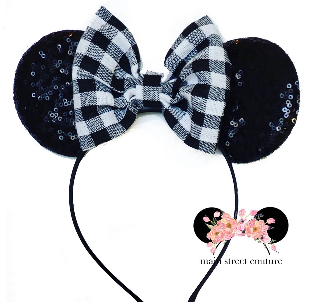 Buffalo Plaid Checked Minnie Ears, Minnie Mouse Ears, Minnie Mouse ...
