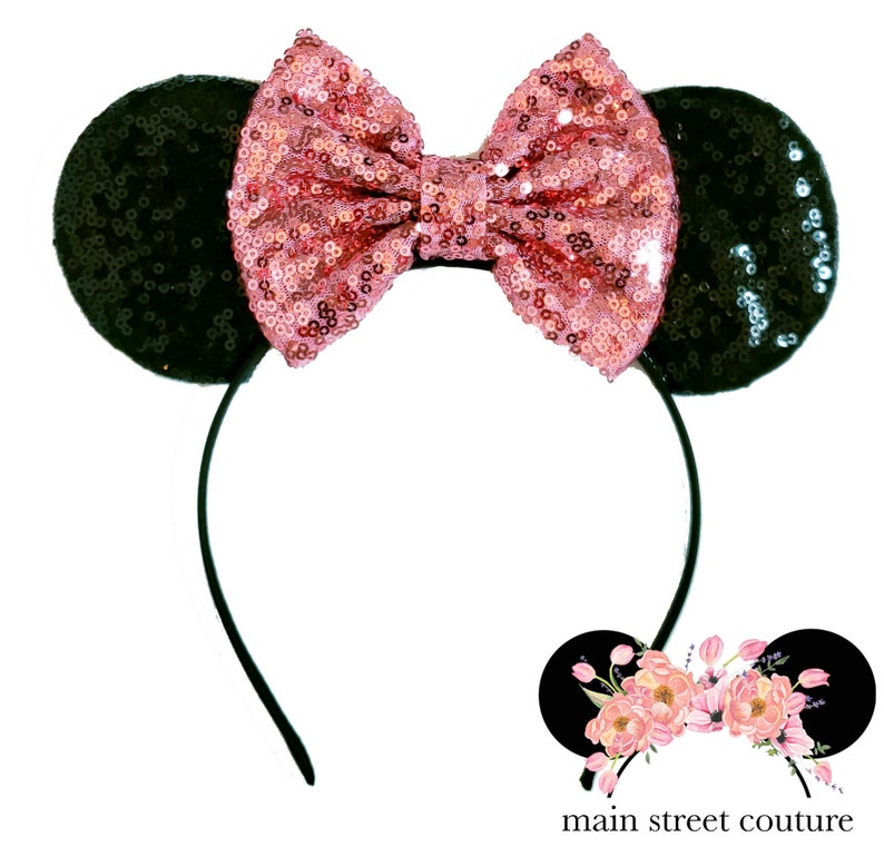 Rose Pink Hot Pink Sequin Minnie Ears Minnie Mouse Ears - Etsy