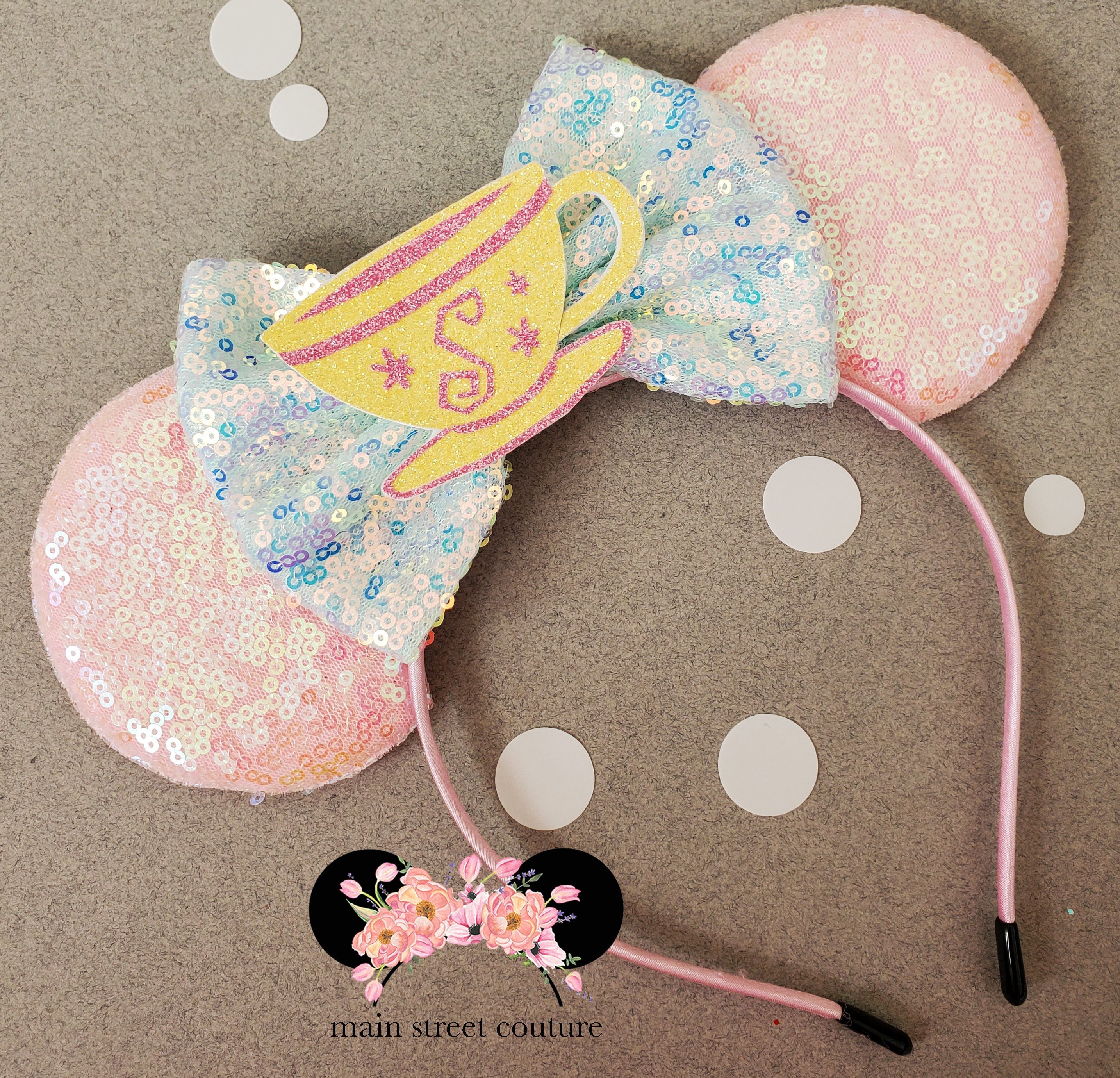 Mad Tea Party Inspired Sequin Minnie Ears, Tea Cup Ride Ears, Alice ...