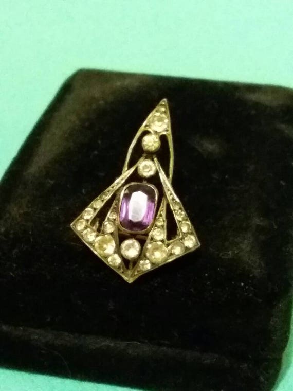 Vintage Art Deco .935 Sterling Silver European Brooch… - Gem